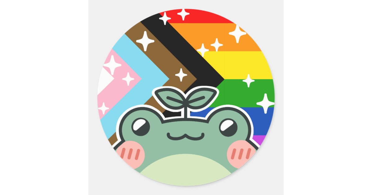Progess POC LGBT Pride Flag Frog Classic Round Sticker | Zazzle