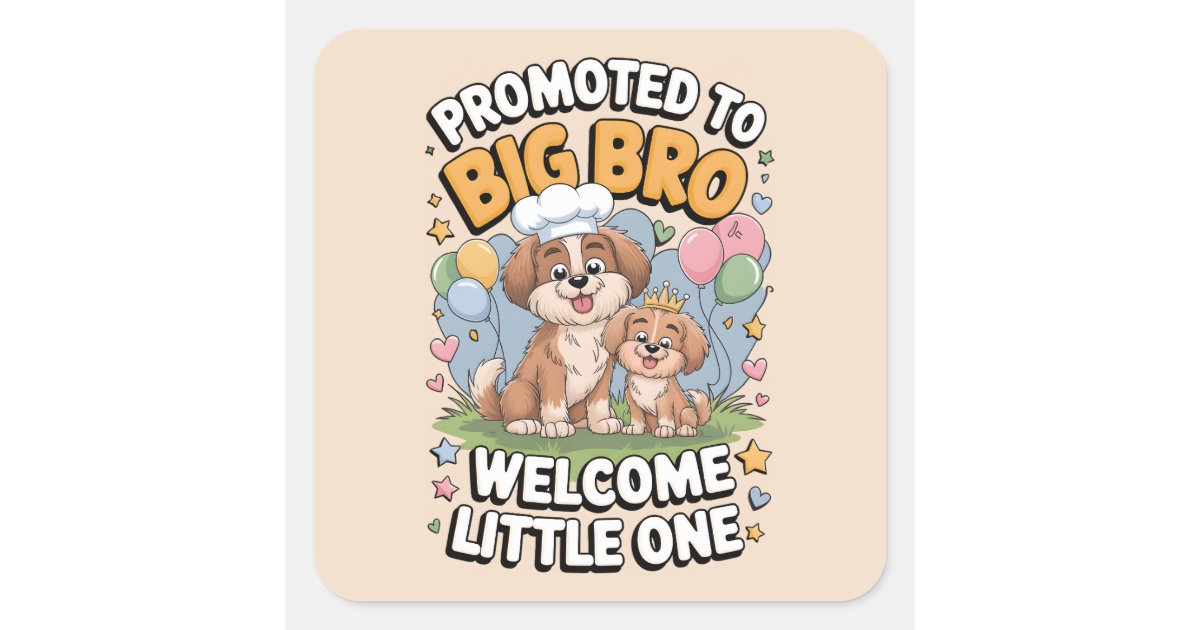 Promoted to Big Bro, Big Brother, Square Sticker | Zazzle