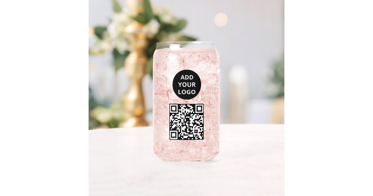 Promotional Business Logo and Custom QR Code Can Glass | Zazzle