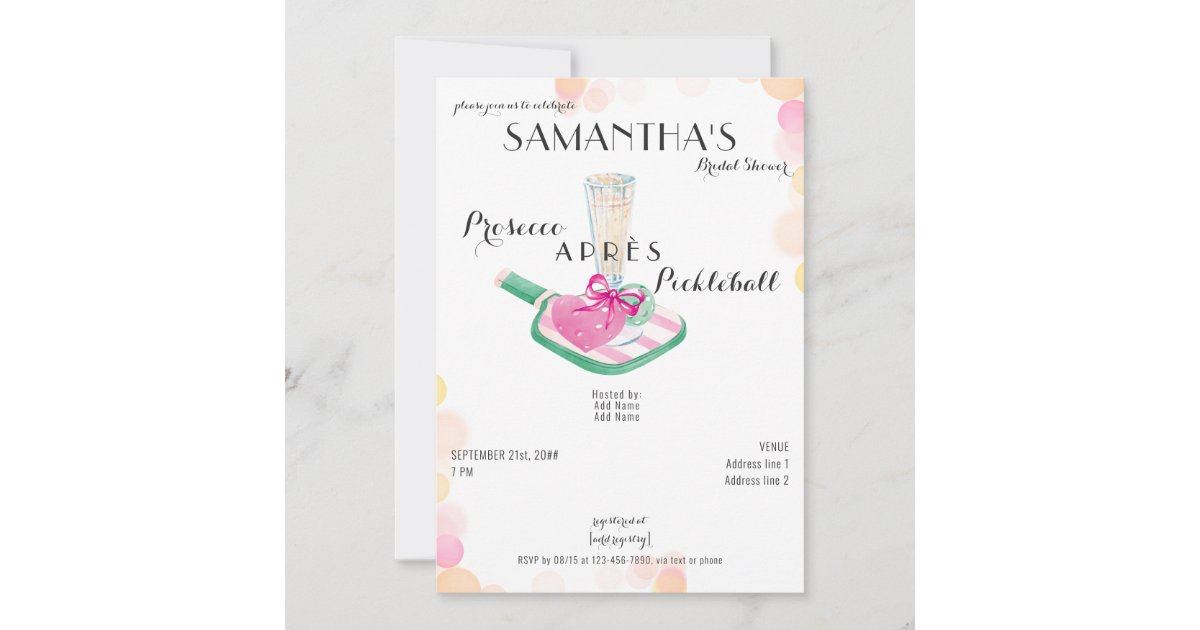 Prosecco Après Pickleball Retro Bridal Shower Invitation | Zazzle