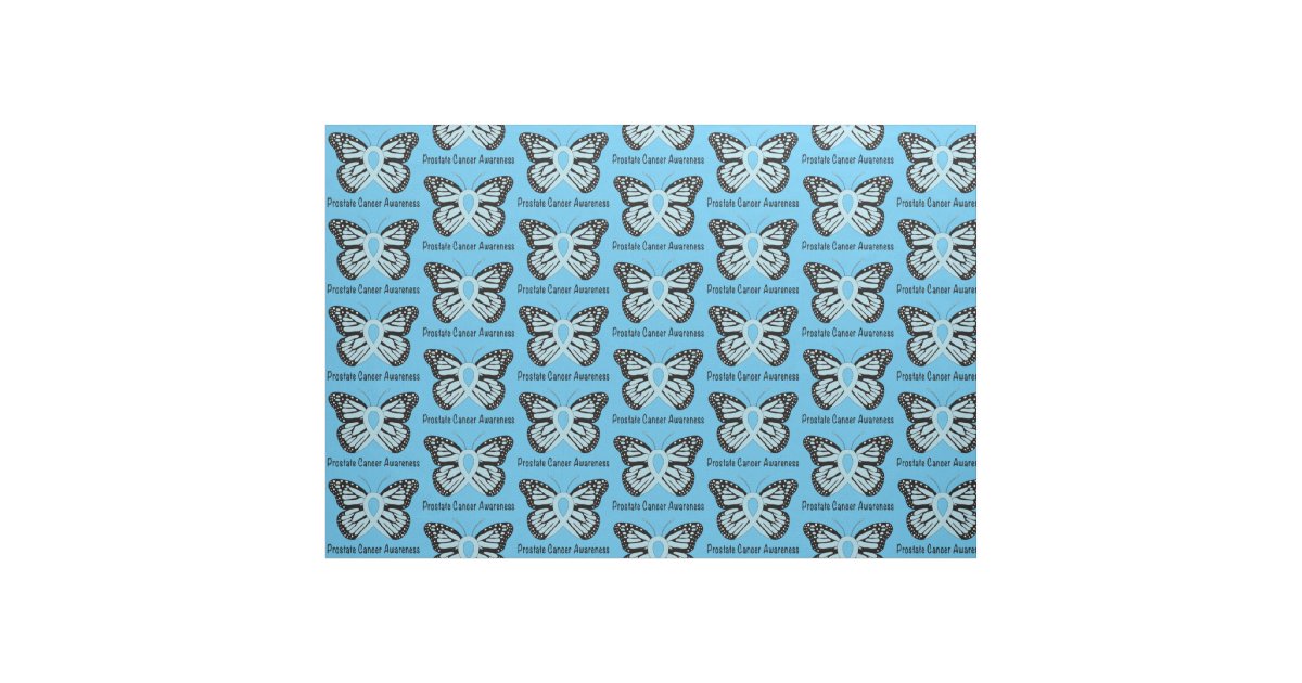 Prostate Cancer Awareness with Butterfly Ribbon Fabric | Zazzle
