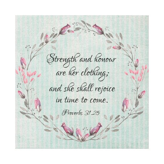 Proverbs 31 25 KJV Bible Verse Canvas Print Zazzle ca