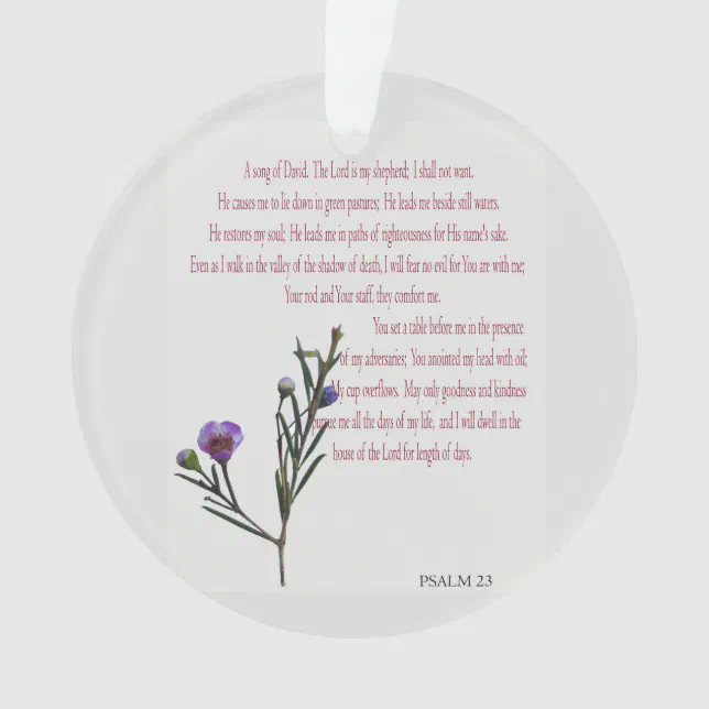 Psalm 23, Purple Floral Circle Ornament | Zazzle