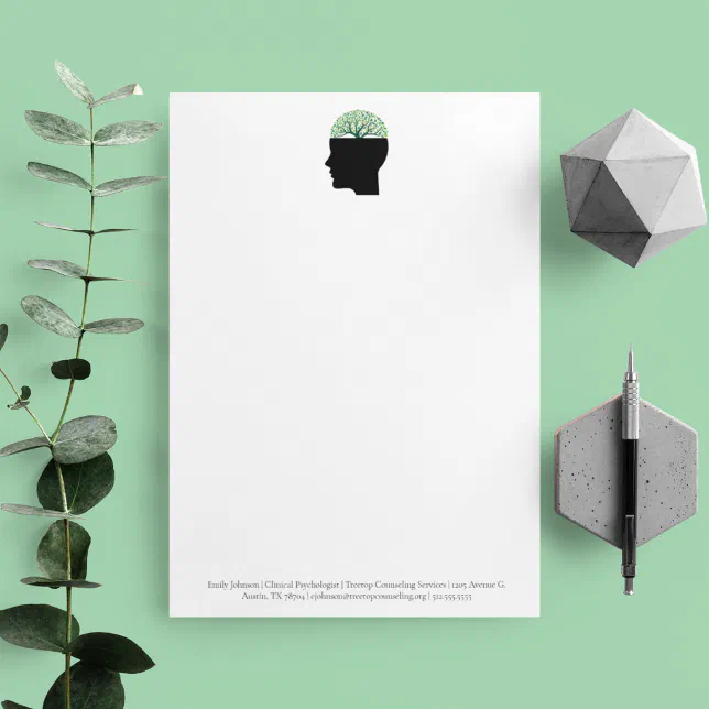 Psychologist Office Tree Modern Custom Counsellor Letterhead | Zazzle