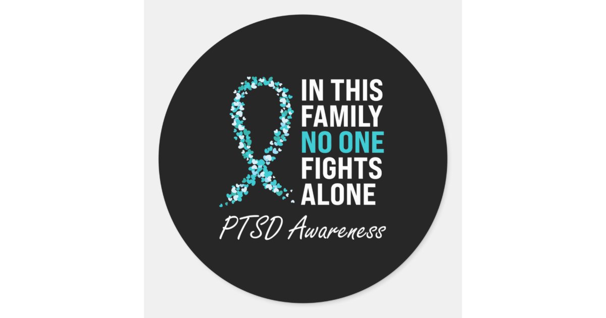 PTSD Awareness Teal Ribbon Classic Round Sticker | Zazzle