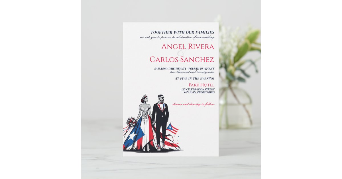 Puerto Rico Couple Wedding Invitation | Zazzle