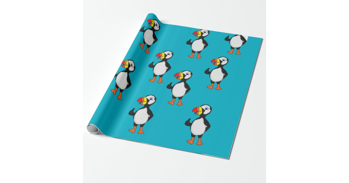 Puffin design wrapping paper | Zazzle
