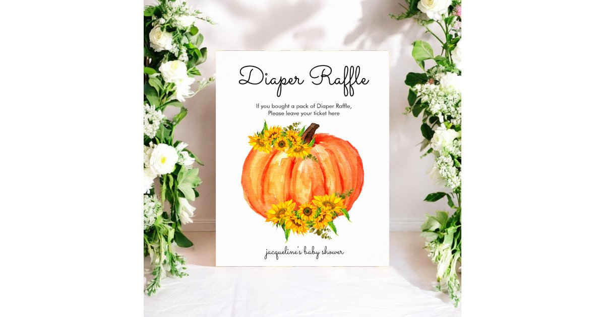 Pumpkin Diaper Raffle Baby Shower Poster | Zazzle