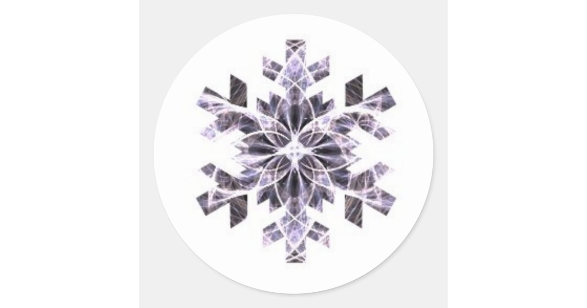 Purple Fractal Art Snowflake Classic Round Sticker | Zazzle