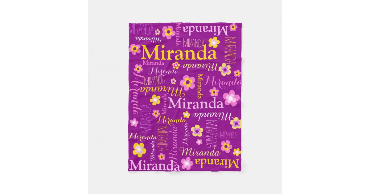 Purple pink yellow girls Miranda name blanket | Zazzle