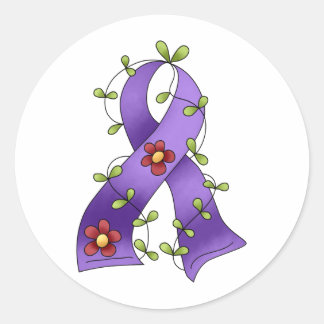 Purple Ribbon Stickers, Purple Ribbon Custom Sticker Designs