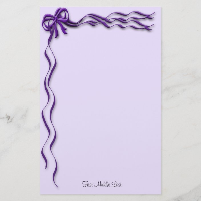 Purple Ribbons and Bows Borders Stationery | Zazzle.ca