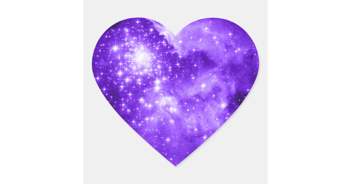 Purple Stars Heart Sticker | Zazzle