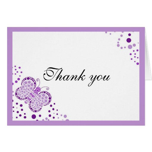 Purple & White Butterfly Thank You Note Card | Zazzle