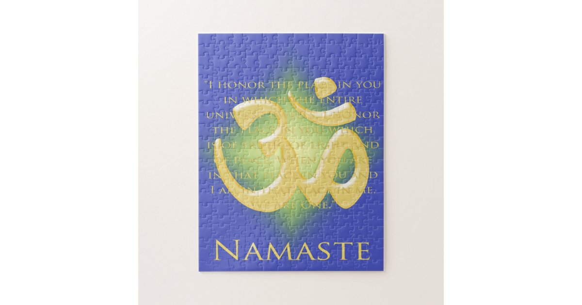 Puzzle Namaste Definition avec symbole Om - sur bleu | Zazzle.ca