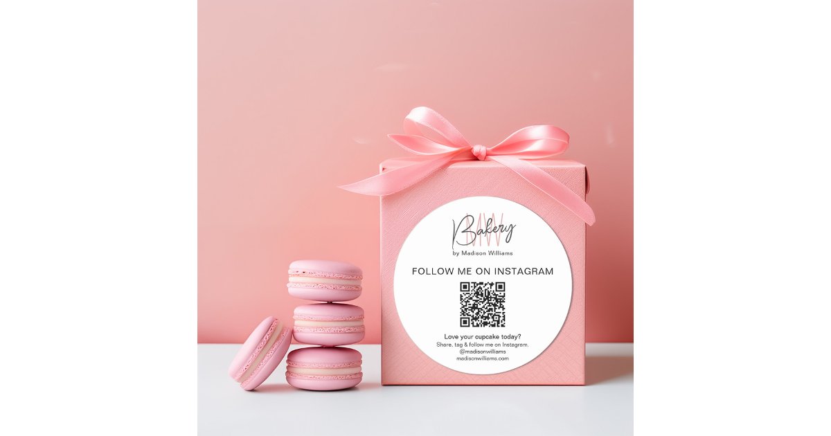 QR Code Bakery Monogram Logo Business Sticker | Zazzle