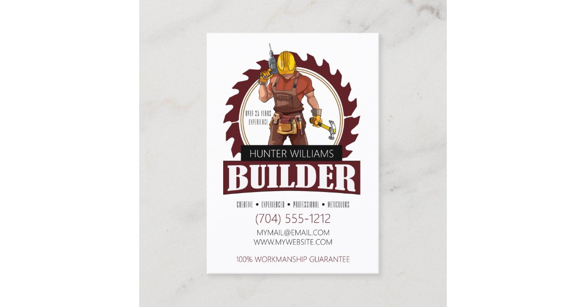QR Code Construction Builder Professional Vertical Business Card | Zazzle
