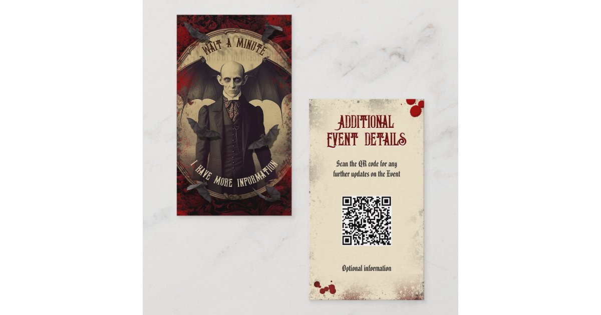QR Code Event Details Vintage Dracula Halloween Enclosure Card | Zazzle