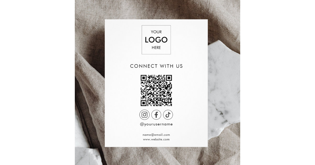 QR Code Logo Social Media Business Flyer | Zazzle
