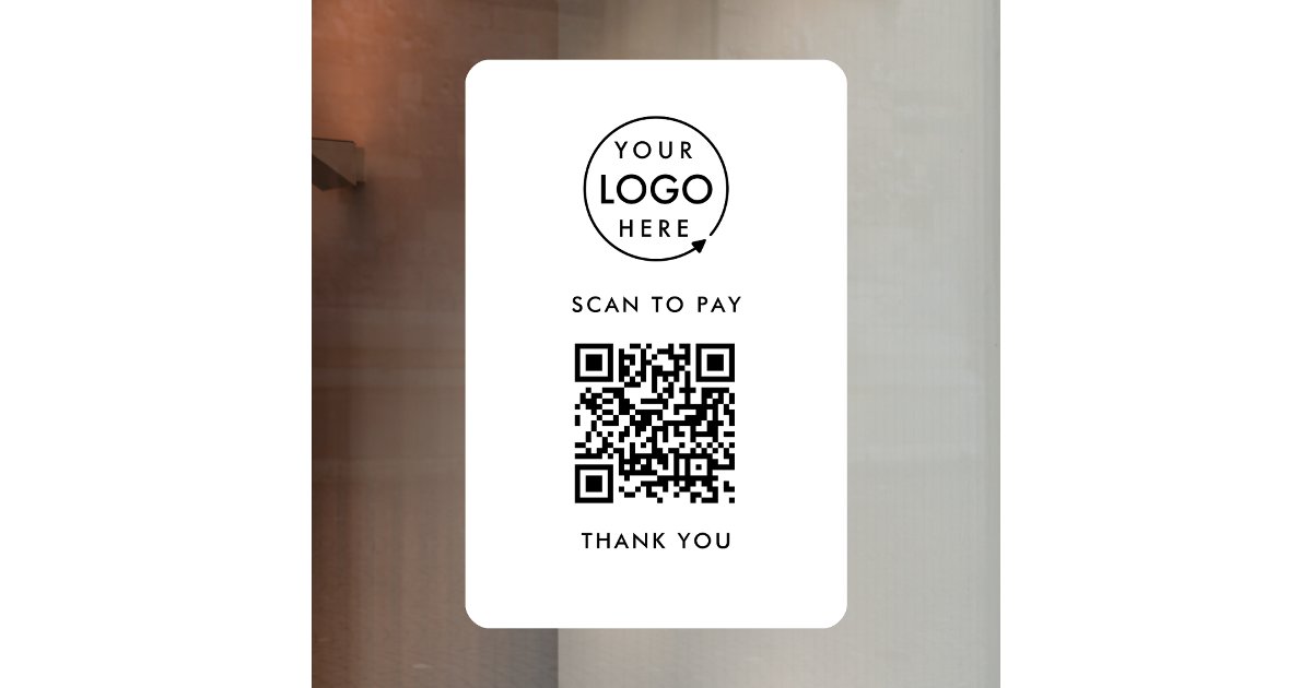 QR Code Payment | Logo Contactless Scan to Pay Window Cling | Zazzle