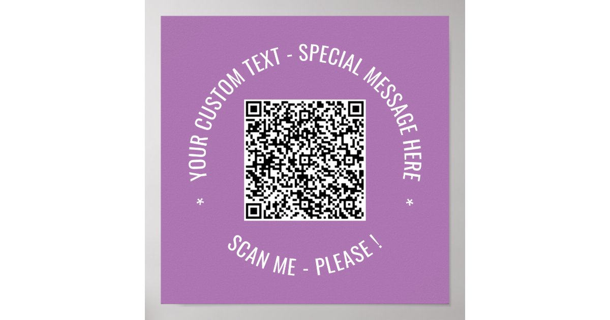QR Code Scan Info Custom Text Colors Personalized Poster | Zazzle