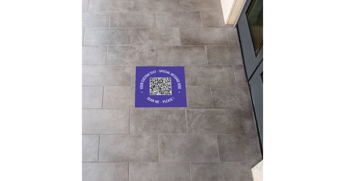 QR Code Scan Info Custom Text Colours Floor Decals | Zazzle