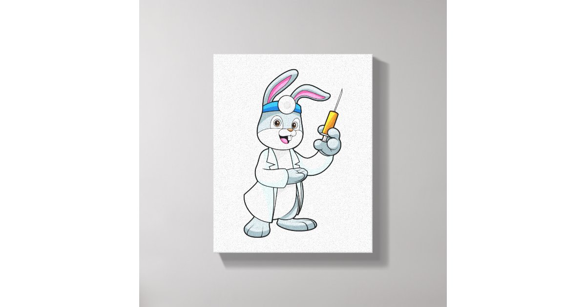 Rabbit as Doctor at Vaccination with Syringe Canvas Print | Zazzle