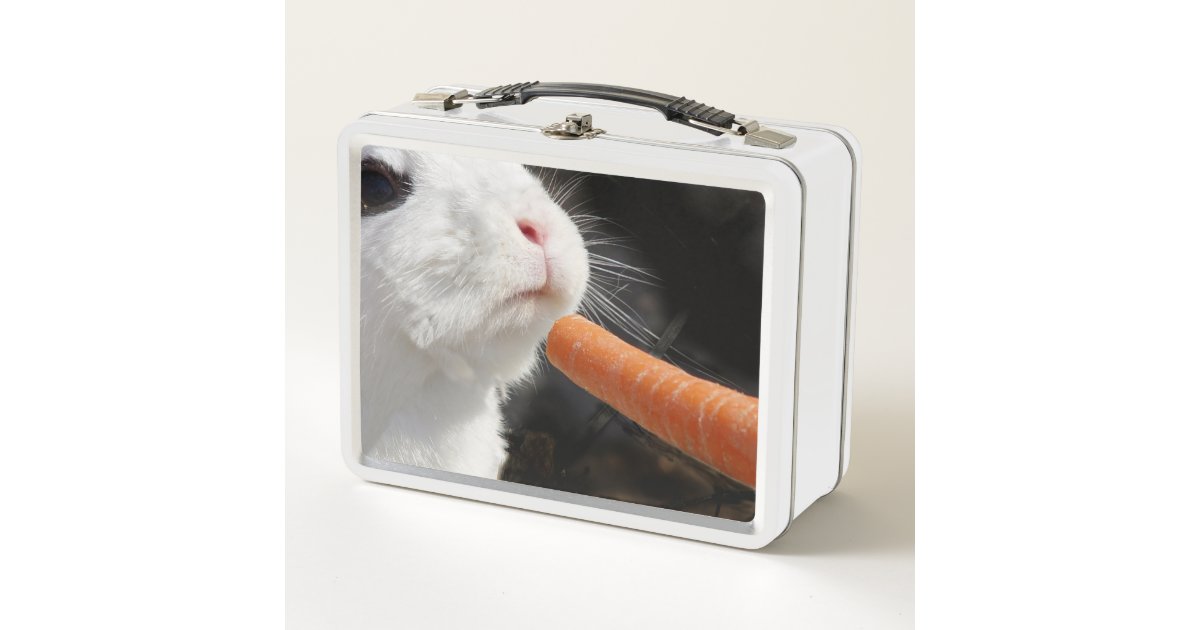 rabbit bunny furry animal white rabbit metal lunch box | Zazzle