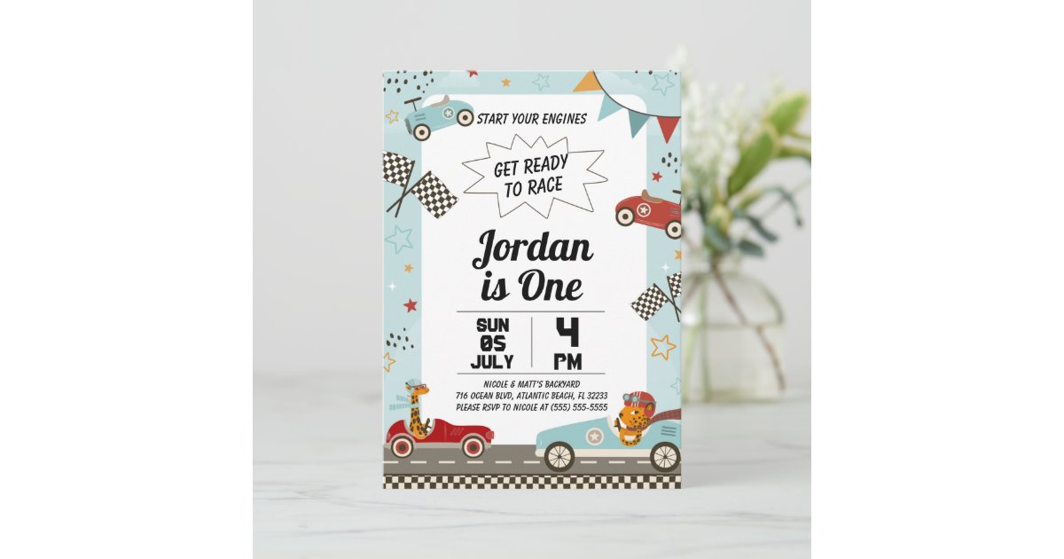 Race Car Engines Birthday Party Invitation | Zazzle
