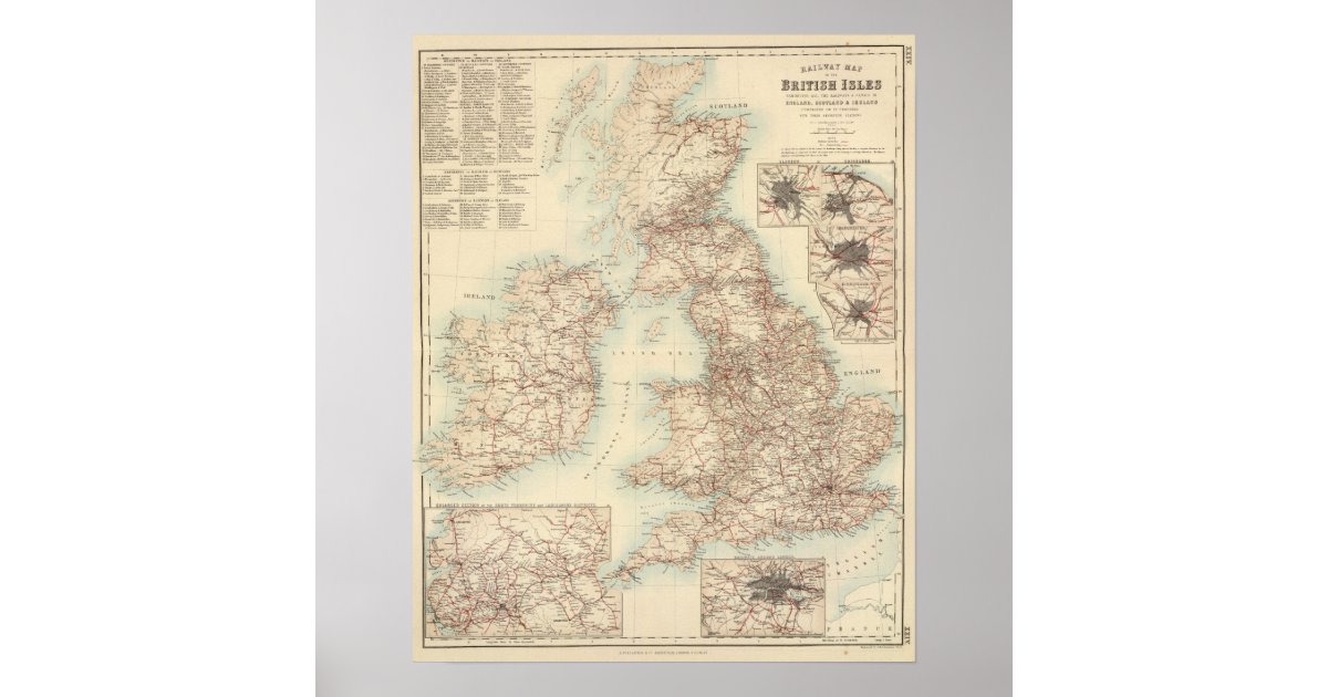 Railway Map of the British Isles Poster | Zazzle