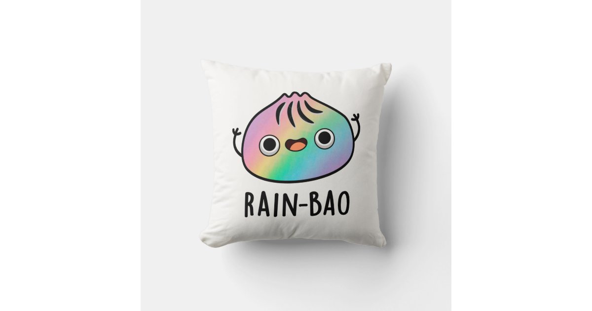 Rain-bao Funny Rainbow Dimsum Bao Pun Throw Pillow | Zazzle
