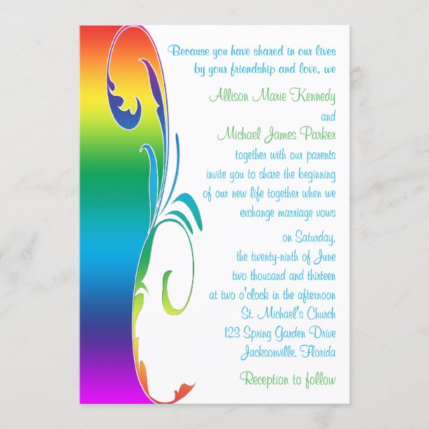 Rainbow Wedding Invitations & Announcements | Zazzle CA
