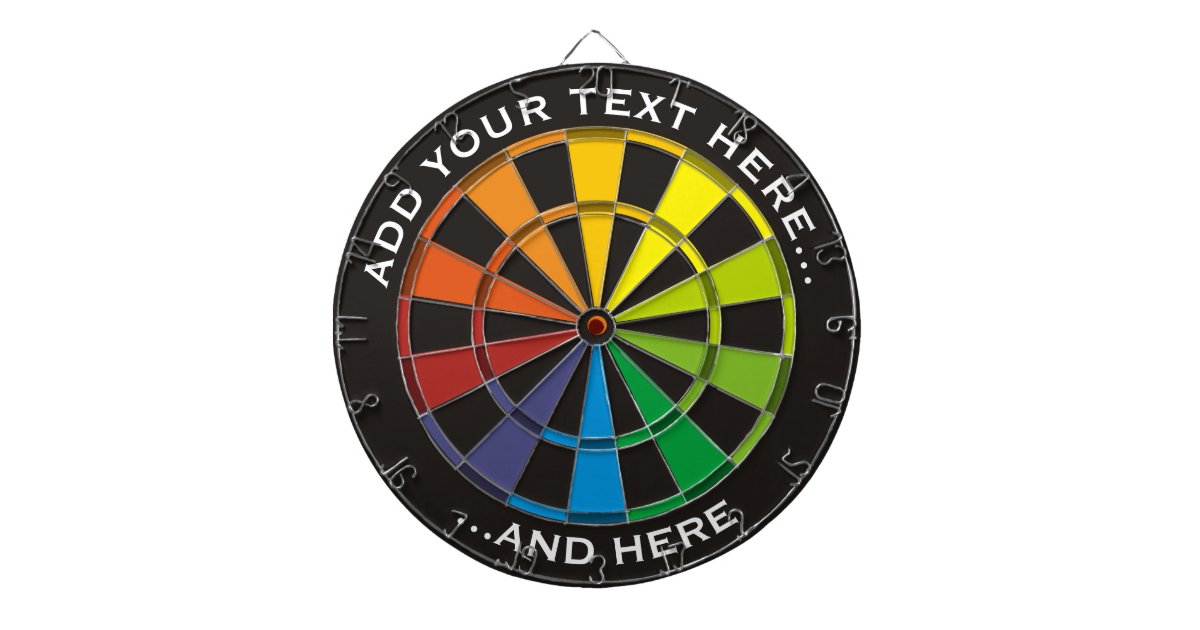 Rainbow Dartboard with custom text | Zazzle
