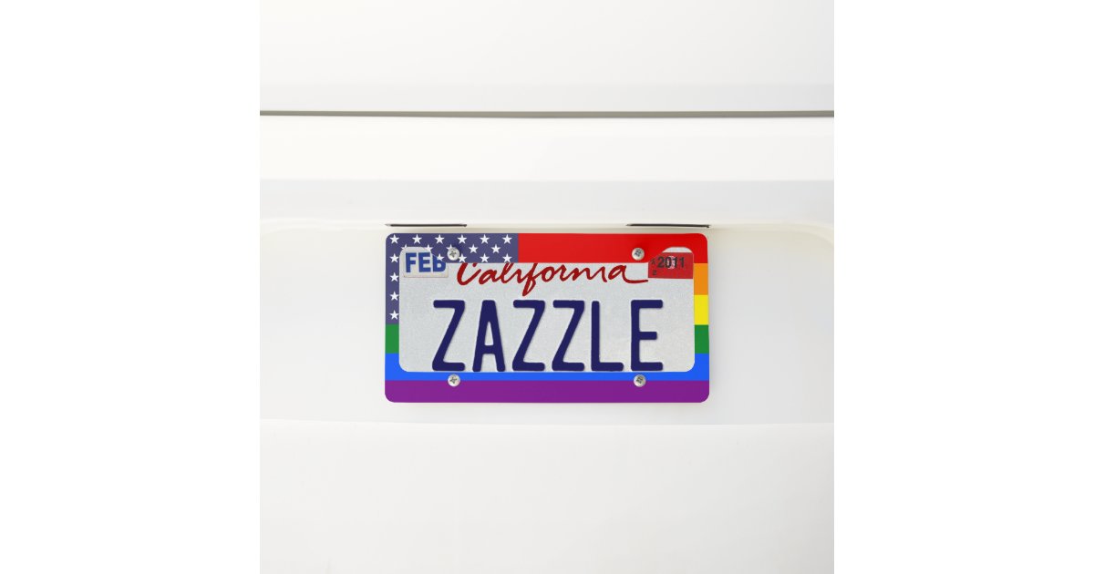 Rainbow LGBTQ American Pride Diversity Flag License Plate Frame | Zazzle