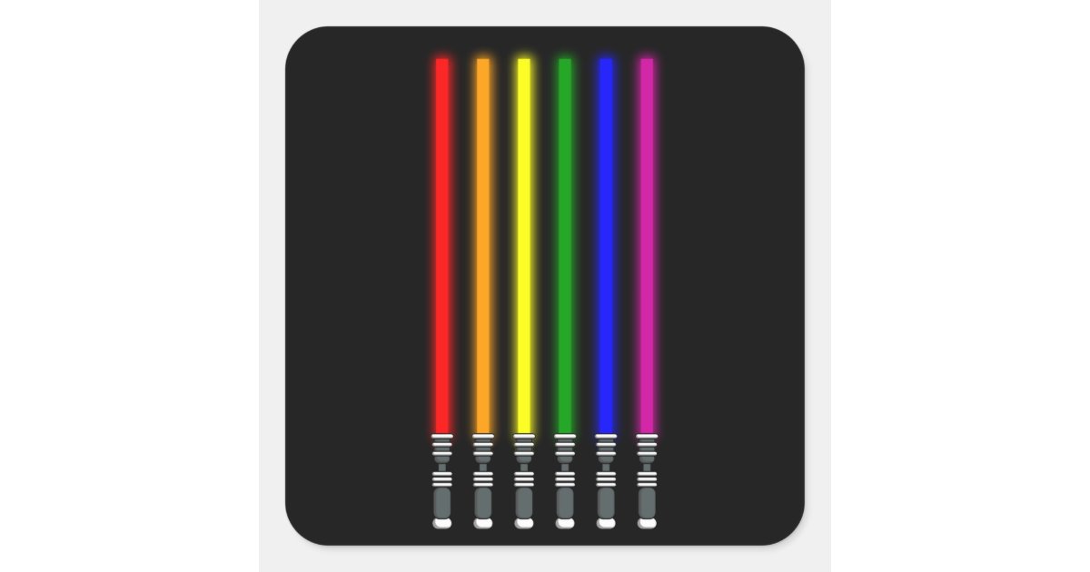 RAINBOW LIGHTSABER LGBT Pride Month LGBTQ Rainbow Square Sticker | Zazzle