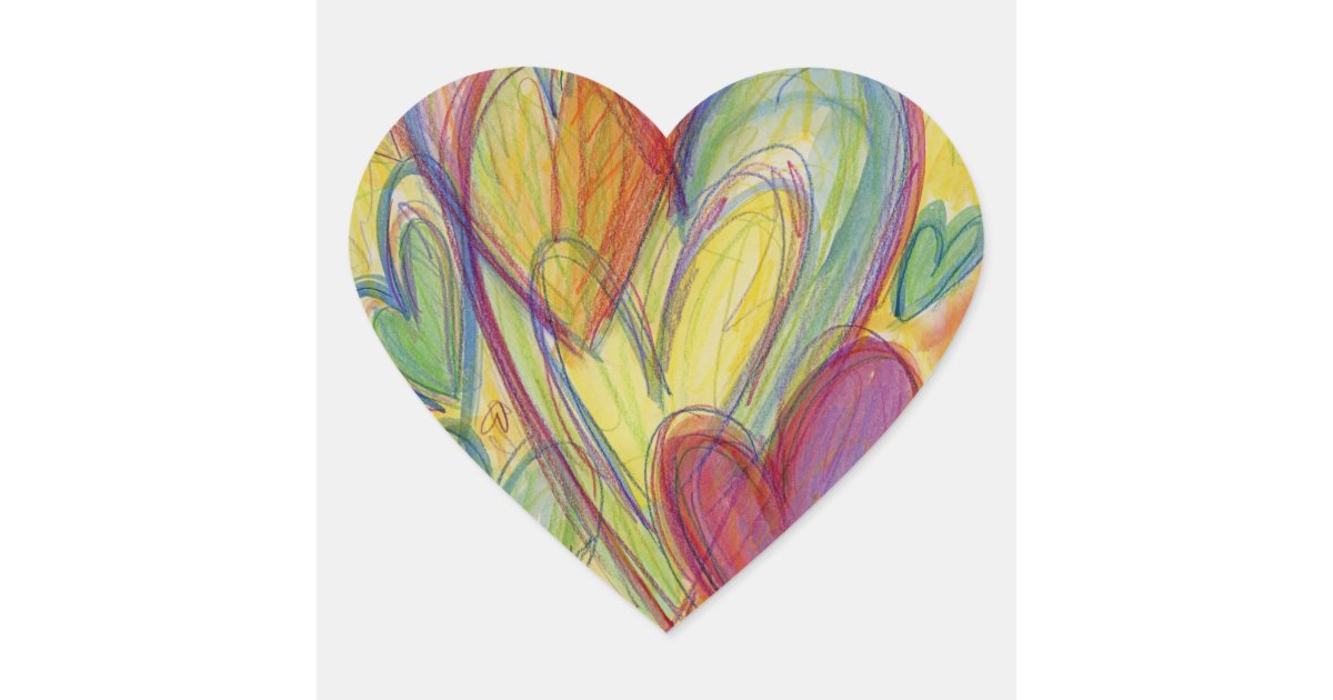 Rainbow Love Hearts Art Custom Decal Stickers | Zazzle