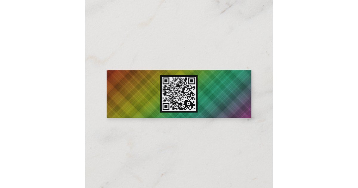 rainbow plaid QR code Mini Business Card | Zazzle