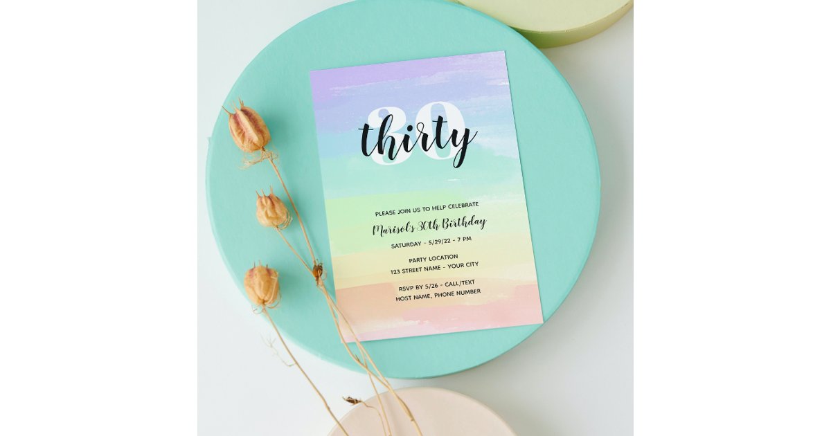 Rainbow Watercolor Birthday Invitation | Zazzle