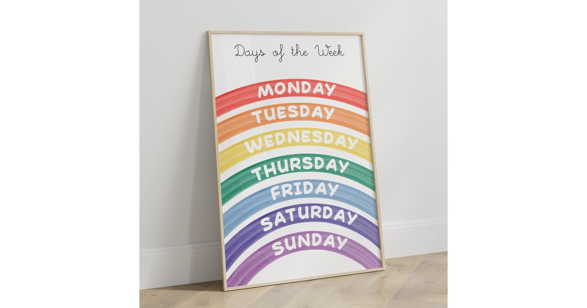 Rainbow Weekdays Educational Poster | Zazzle