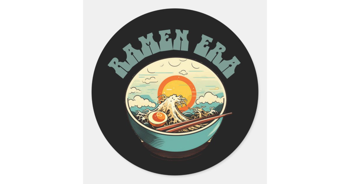 RAMEN ERA, japanese food, retro, gifts present Classic Round Sticker ...