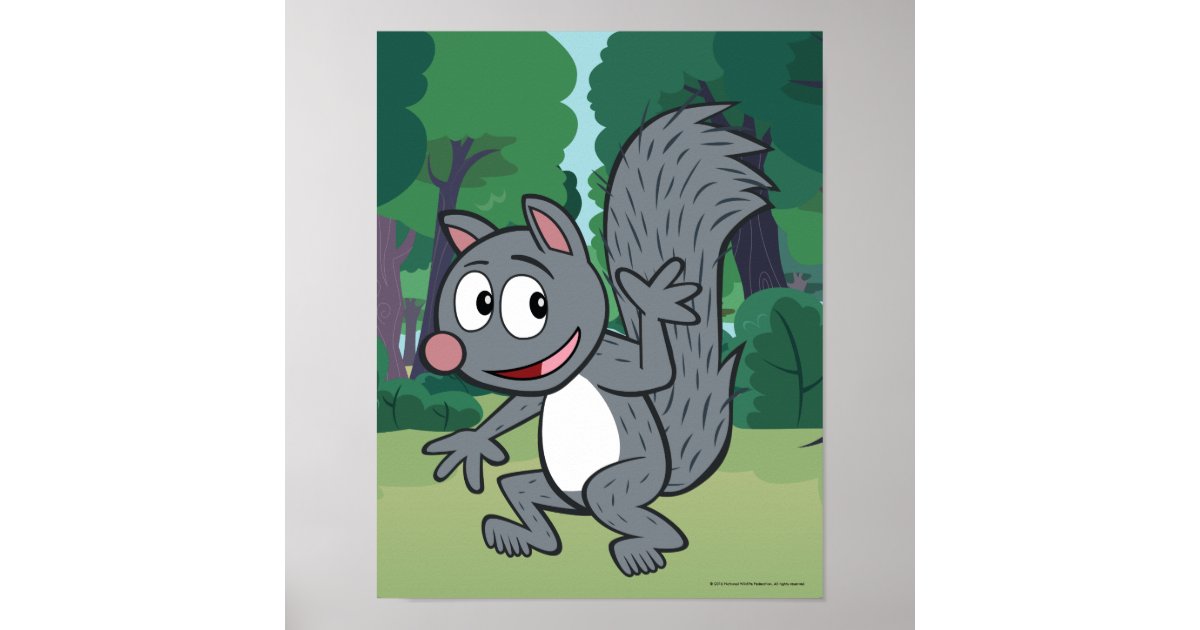 Ranger Rick | Gray Squirrel Waving Poster | Zazzle