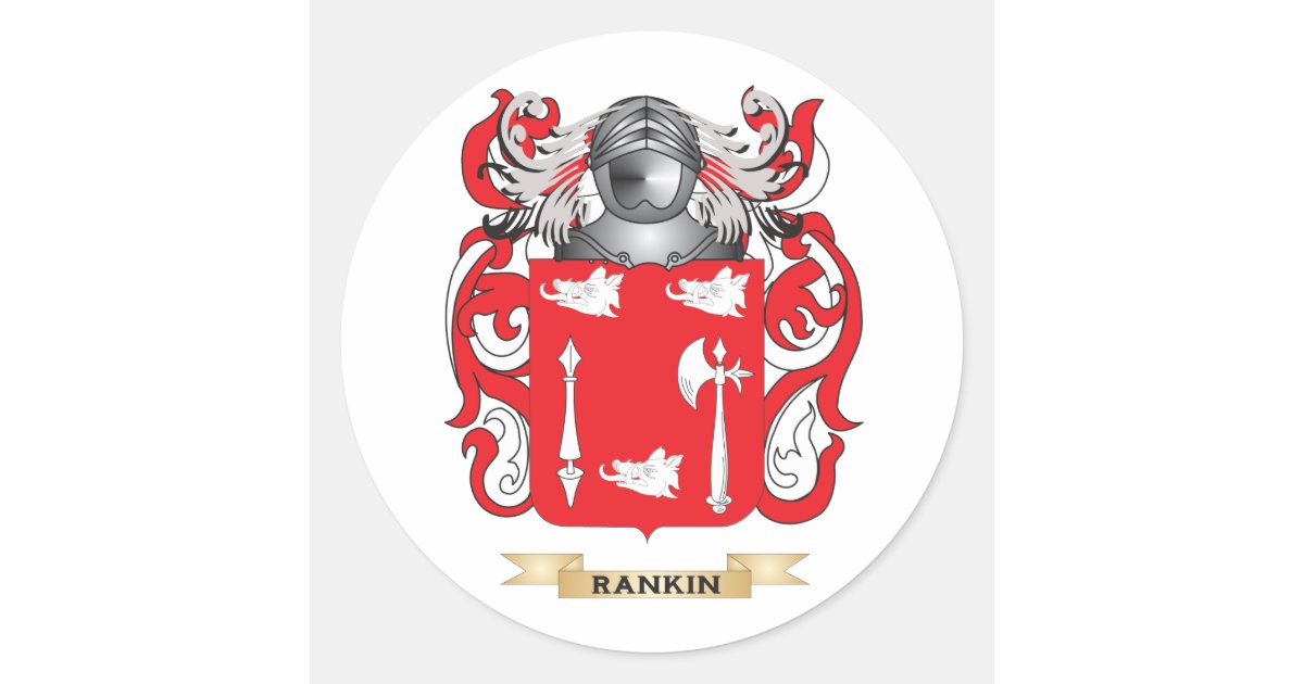 Rankin Coat of Arms (Family Crest) Classic Round Sticker | Zazzle