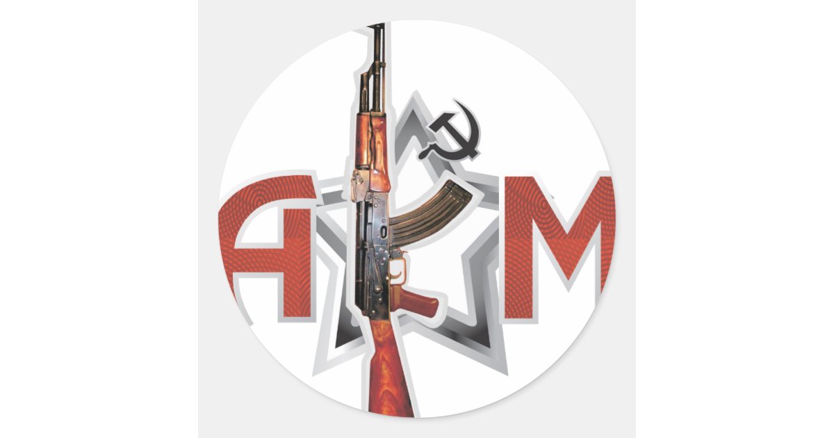 RARE AK-47 AKM ARMY KALASHNIKOV GUN MILITARY CLASSIC ROUND STICKER | Zazzle