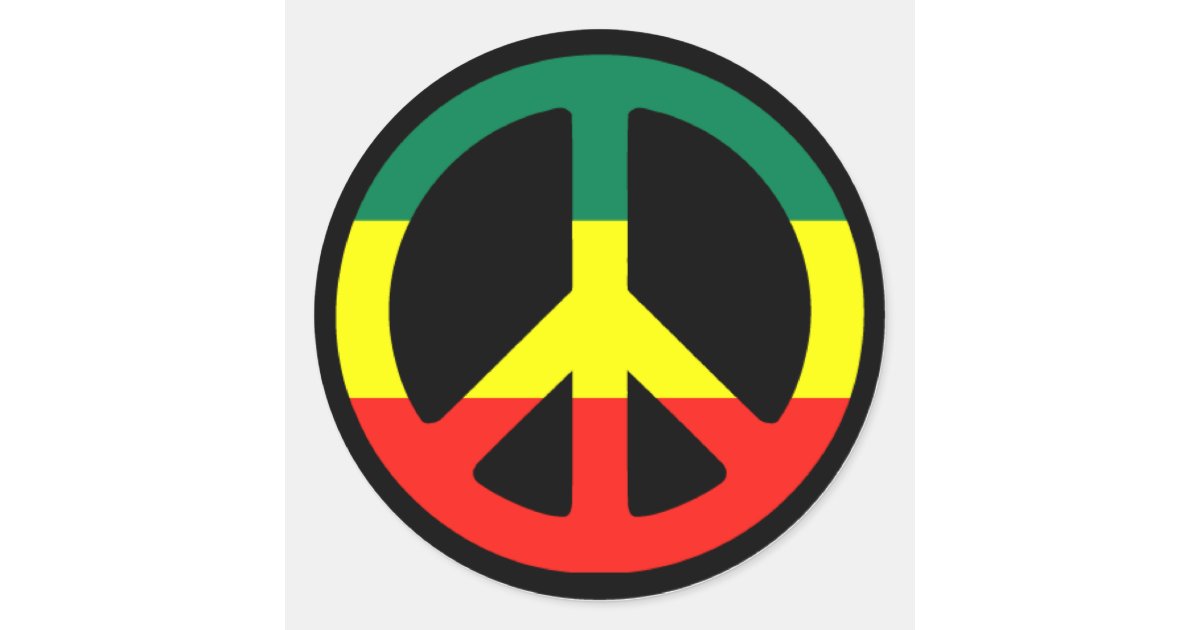 Rasta Peace Sign Classic Round Sticker | Zazzle