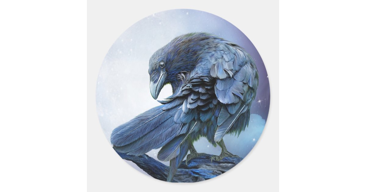 Raven Moon Art Sticker | Zazzle