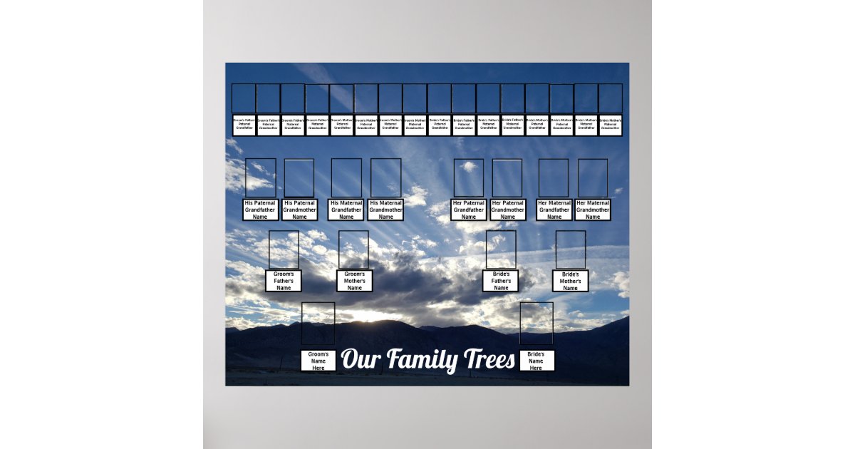 Ray-Like Clouds Photo Two Family Trees Poster | Zazzle