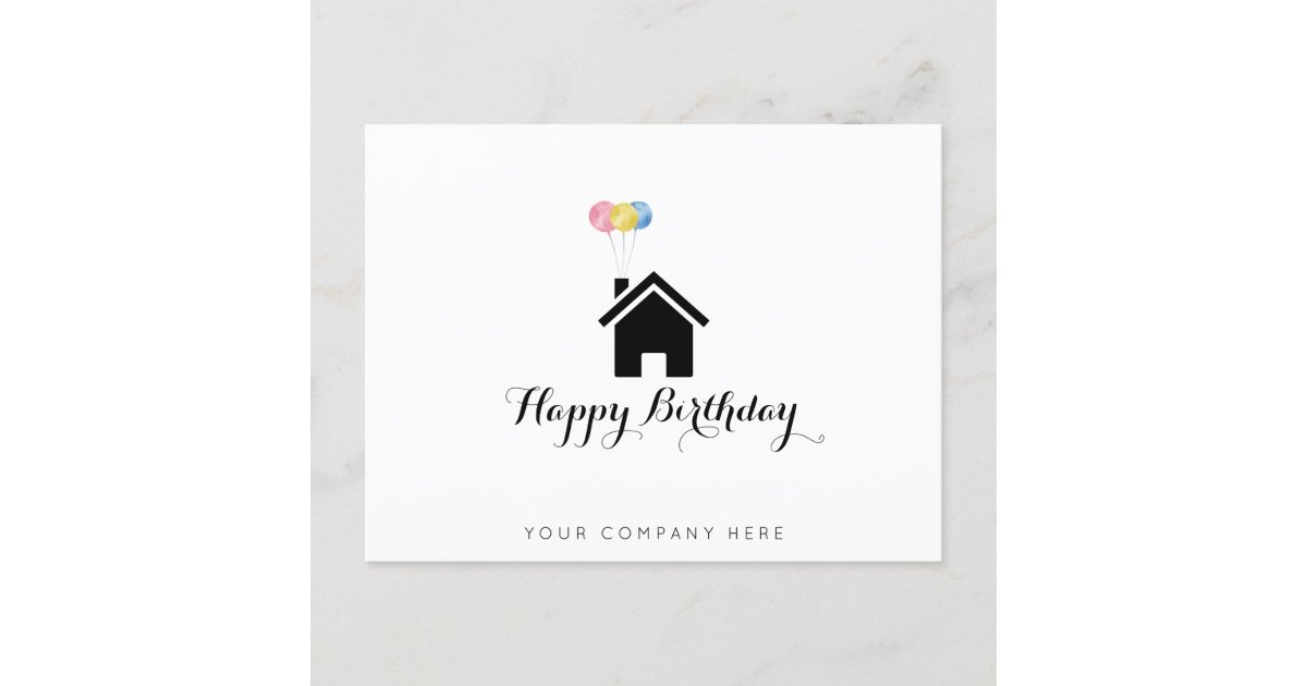 Real Estate Happy Birthday Balloons Postcard | Zazzle