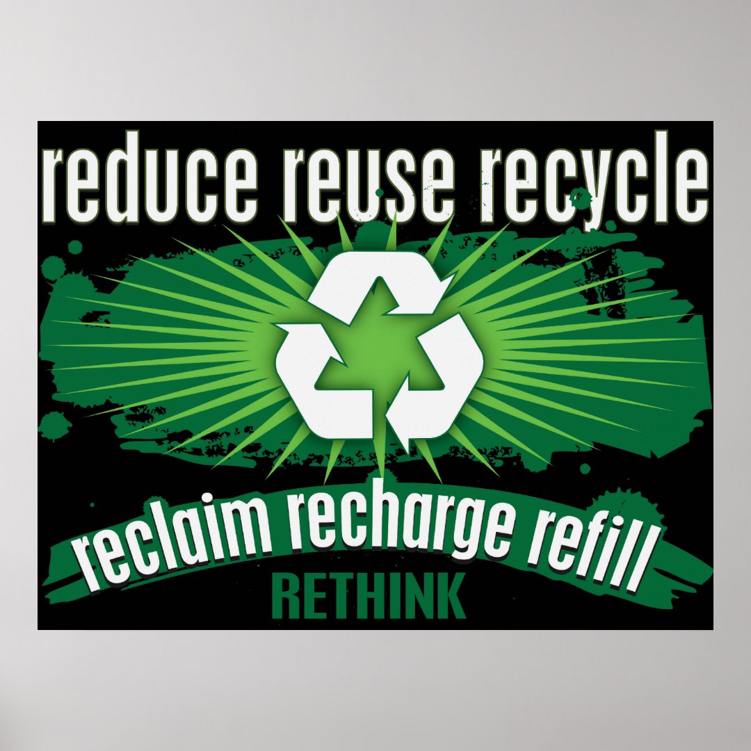 Reclaim, Recharge and Recycle Poster | Zazzle
