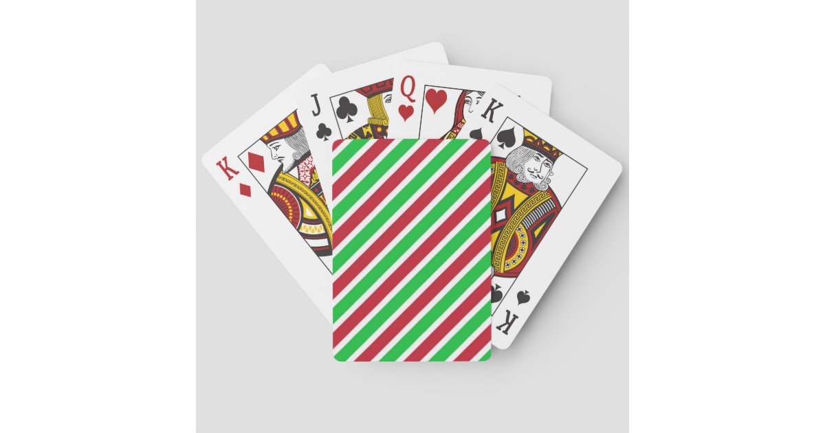 Red and Green Stripes Playing Cards | Zazzle