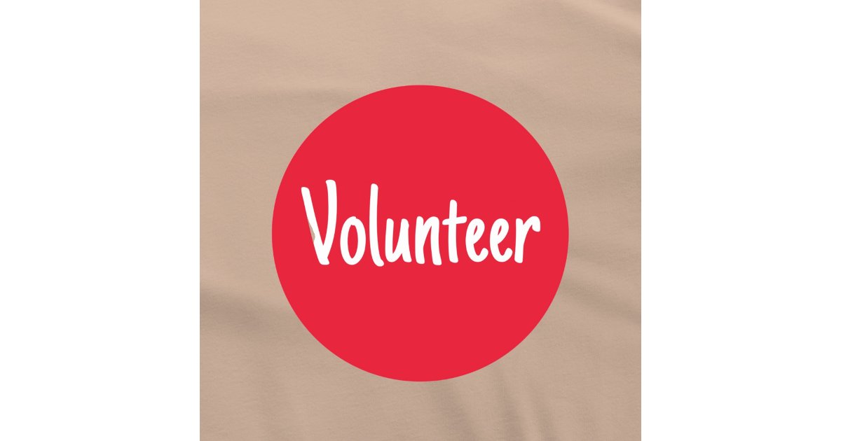 Red and White Simple Volunteer Classic Round Sticker | Zazzle